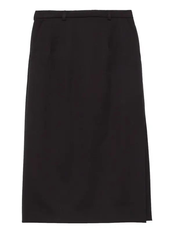 Dolce & Gabbana Gabardine Virgin Wool Midi Skirt - Black