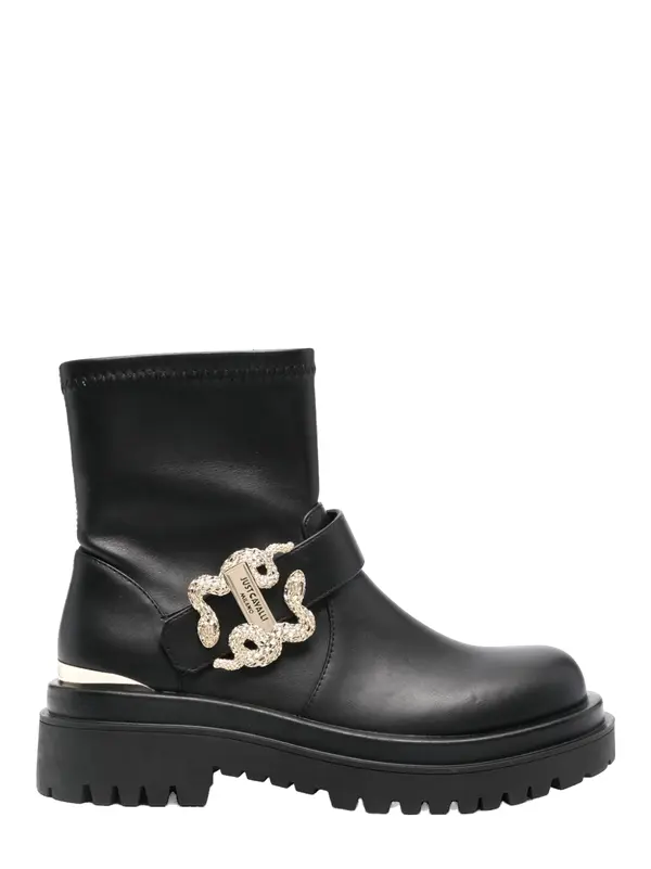 Just Cavalli Logo-plaque Ankle Boots - Black