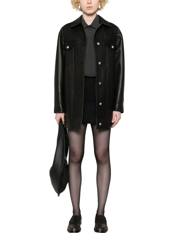 Max Mara Girino Leather Coat - Black