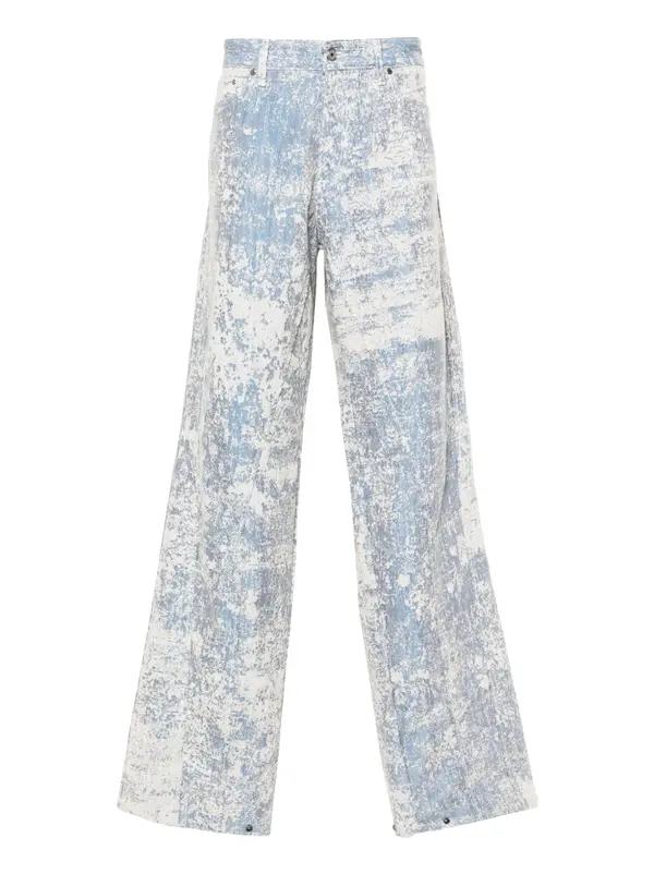 PDF Dust-effect Straight-leg Jeans - Blue