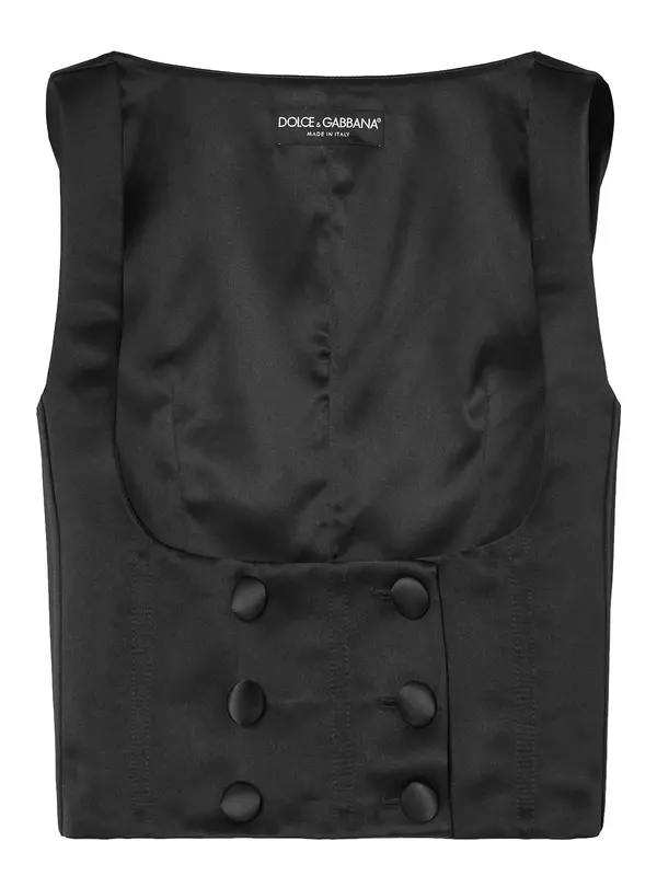 Dolce & Gabbana Double-breasted Duchesse Silk-satin Vest - Black