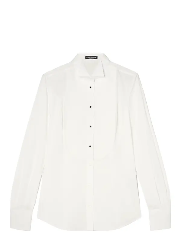 Gucci Piqué-trimmed Paneled Cotton-poplin Shirt - White