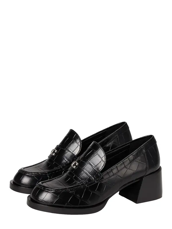 COACH Natalie Embossed Croc Loafers - Black