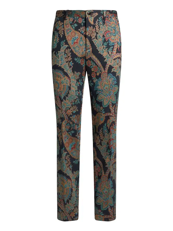 Etro Paisley Jacquard Tailored Trousers - Blue