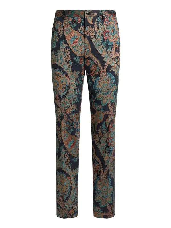 Etro Paisley Jacquard Tailored Trousers - Blue