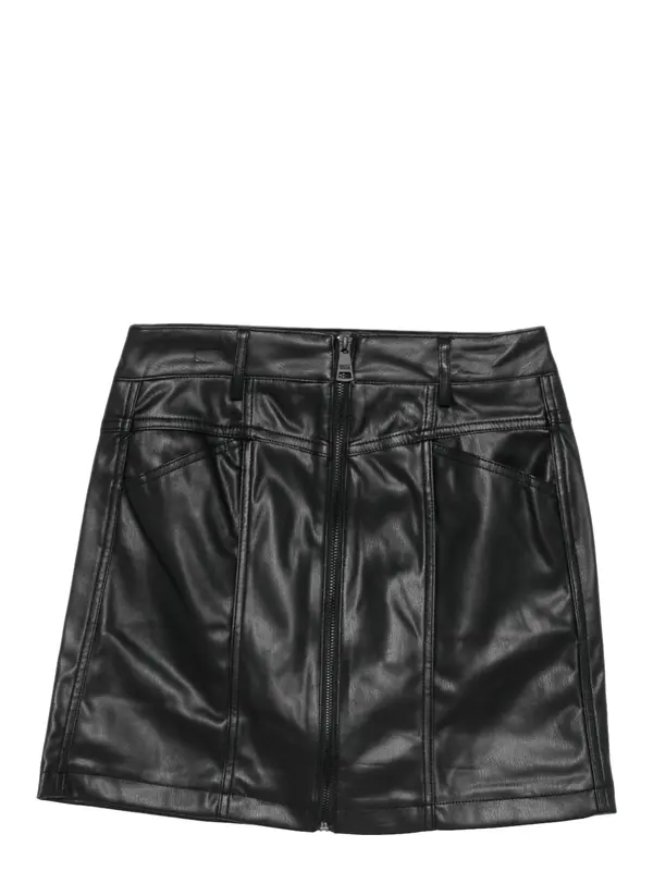 Dkny Faux Leather A-line Mini Skirt - Black