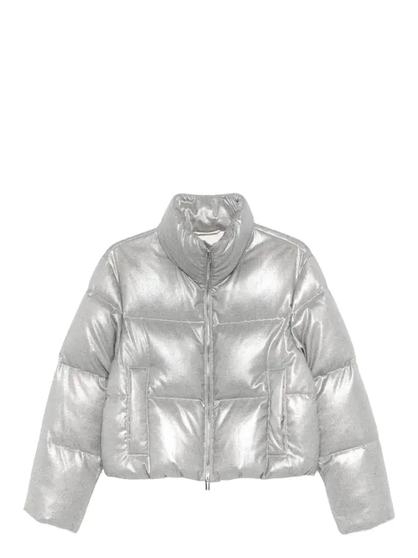 Peserico Lamé-effect Puffer Jacket - Grey