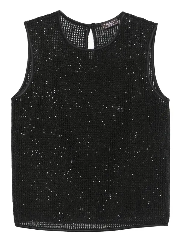 Peserico Open-knit Sleeveless Top - Black