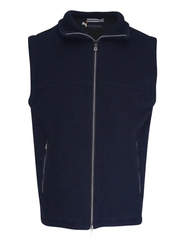 Fedeli Cashmere Zip-down Vest - Blue