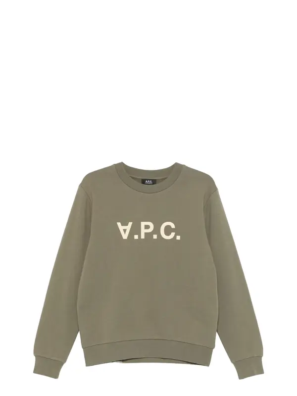 A.p.c. Flocked-logo Sweatshirt - Green