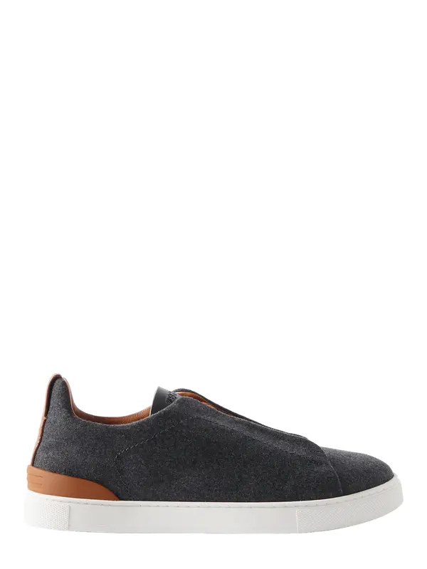 Zegna Triple Stitch™ Leather-trimmed Wool Sneakers - Gray
