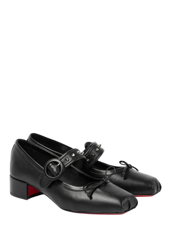 CHRISTIAN LOUBOUTIN Mamastrapita Spikes Mary Jane Flats - Black