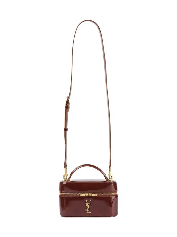 Saint Laurent Gaby Patent Leather Vanity Bag - Brown