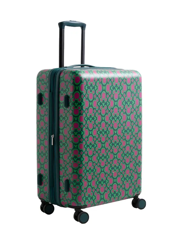 VERA BRADLEY Disney 26" Adair Spinner Rolling Luggage - Green/pink