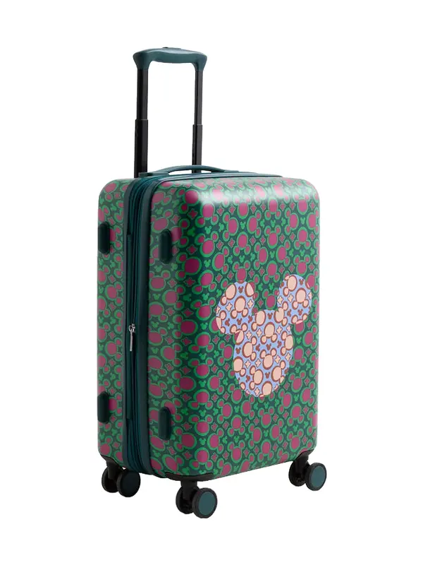 VERA BRADLEY Disney 22" Adair Spinner Rolling Luggage - Green/pink