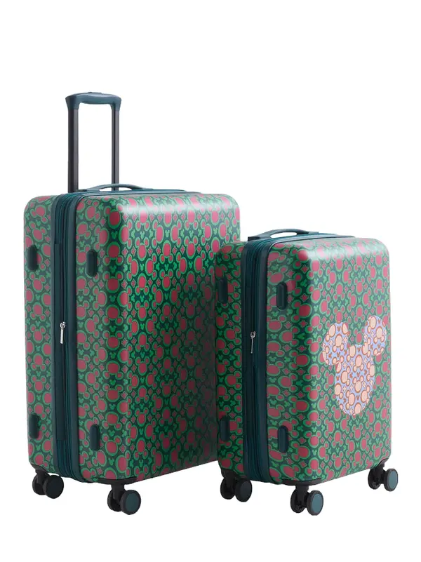 VERA BRADLEY Disney Nest Adair Spinner Rolling Luggage Set - Green/pink