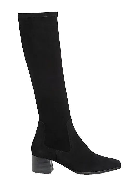 Whistles Blair Zipped Suede Knee-high Boots - Black