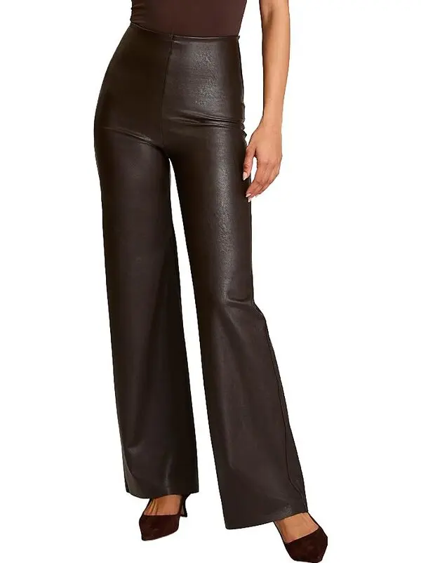 Commando Faux Leather Wide Leg Trousers - Espresso