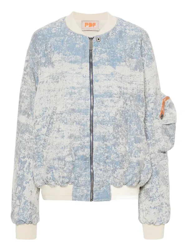PDF Dust-effect Denim Jacket - Blue