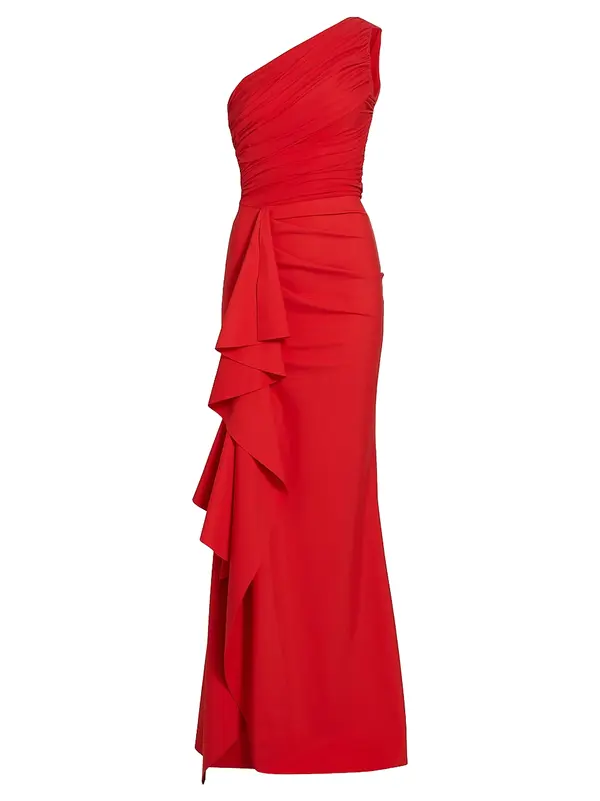 Chiara Boni La Petite Robe Aziza Ruched One-shoulder Gown - Passion