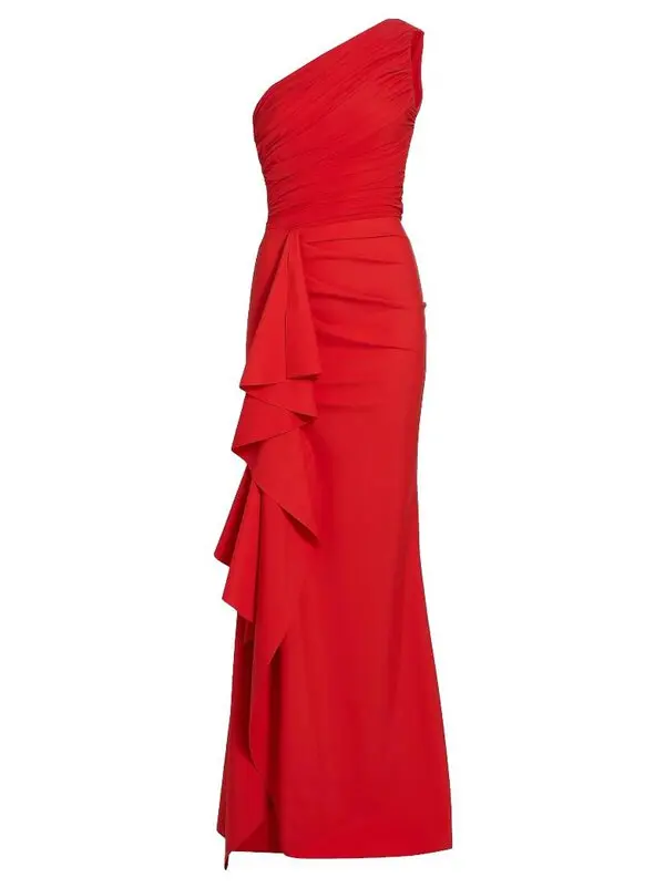 Chiara Boni La Petite Robe Aziza Ruched One-shoulder Gown - Passion