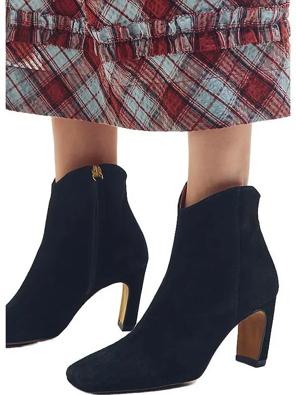 Anthropologie Western Ankle Boots - Black Suede