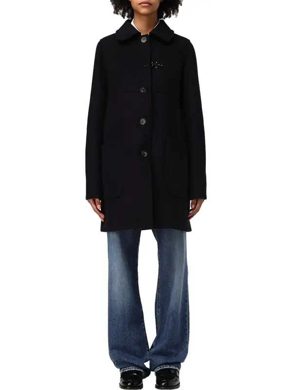 FAY Button Detailed Coat - Black