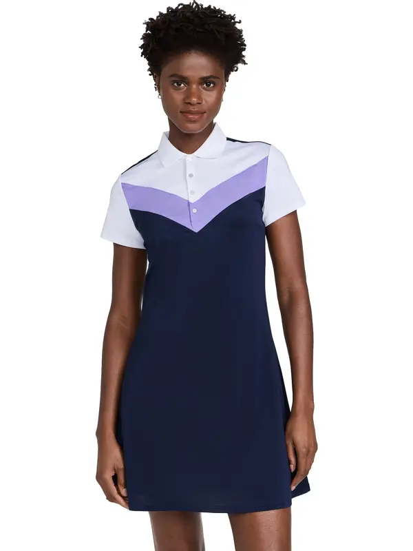 Ralph Lauren Short Sleeve Air Tech Pique Polo Dress - Refined Navy/purple/white