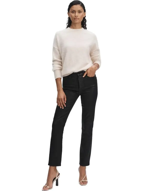 Paige Cindy Coated Straight-leg Jeans - Black