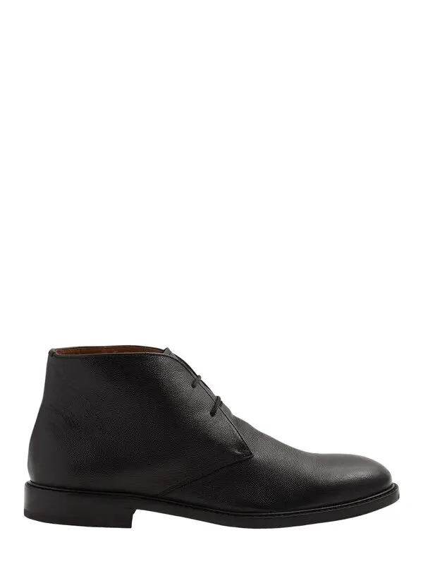 REISS Cooper Grained Leather Chukka Boots - Black