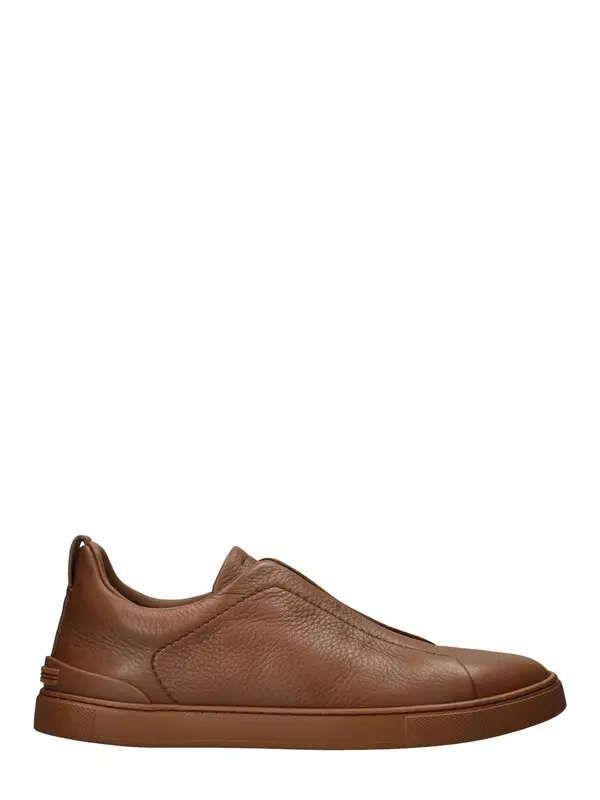 Zegna Deerskin Triple Stitch Sneakers - Beige
