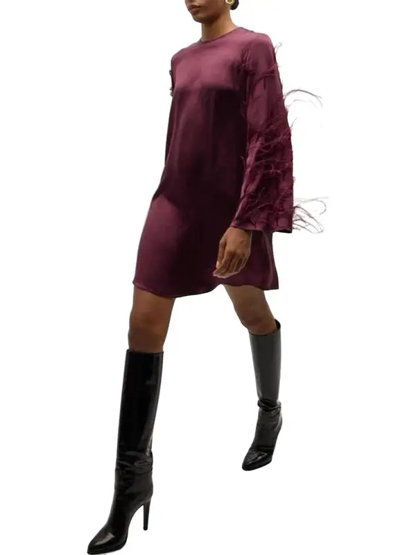 Lapointe Feather-trimmed Mini Dress - Mulberry