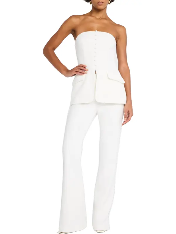 SANS FAFF Marais Buttoned Crepe Trousers - White
