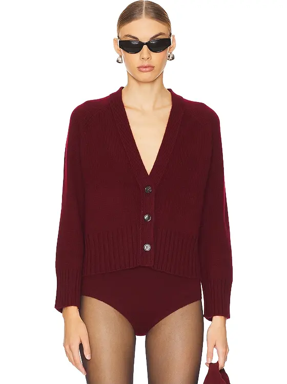 W. CASHMERE Emily Cardigan - Burgundy