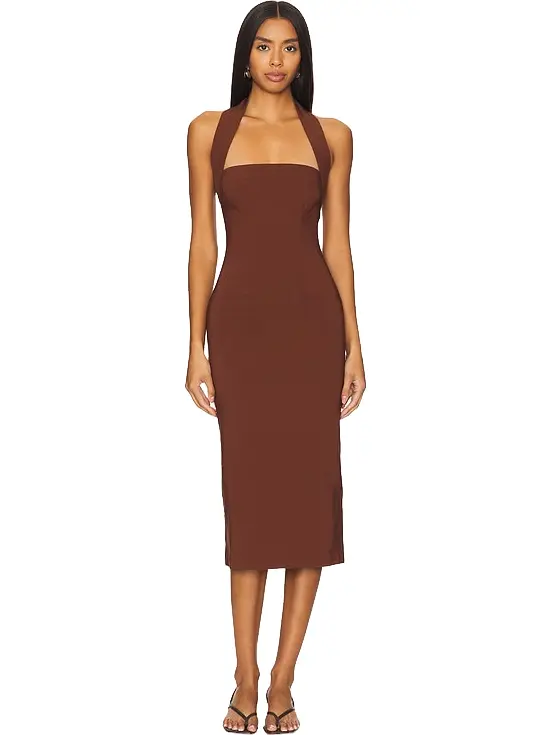 House Of Harlow 1960 X Melody Midi Dress - Chocolate Brown
