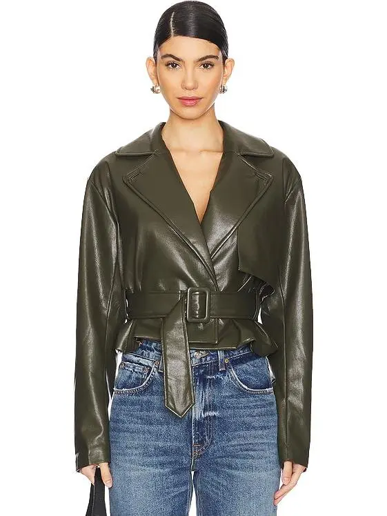 House Of Harlow 1960 X Liv Faux Leather Jacket - Olive Green