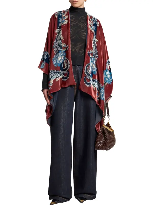 Etro Paisley-print Velvet Cape - Red