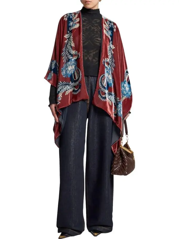 Etro Paisley-print Velvet Cape - Red