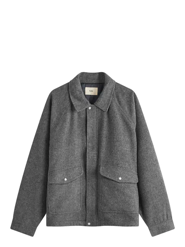 Folk Winter Cropped Jacket - Charcoal Wool