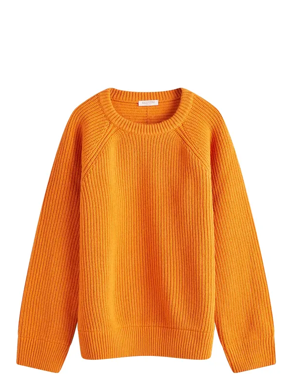 Valentino Garavani Fisherman Rib Crew Knit - Pure Orange