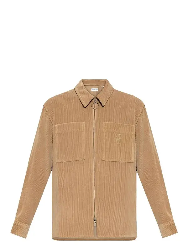 Burberry Logo-embroidered Corduroy Shirt Jacket - Brown
