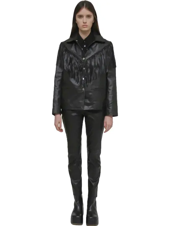 Rosetta Getty Cropped Skinny Plonge Leather Pant - Black