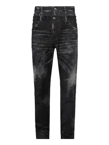Dsquared2 Jeans With Leather Trims - Black