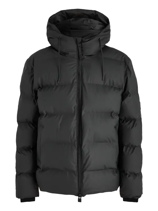 Rains Alta Quilted Rubberised Coat - Black