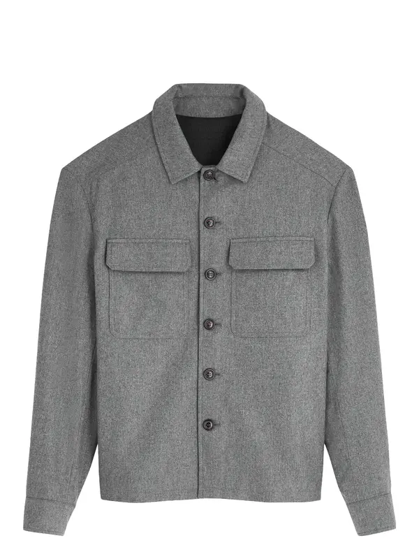 Moncler Logo-appliquéd Woven Shirt - Grey
