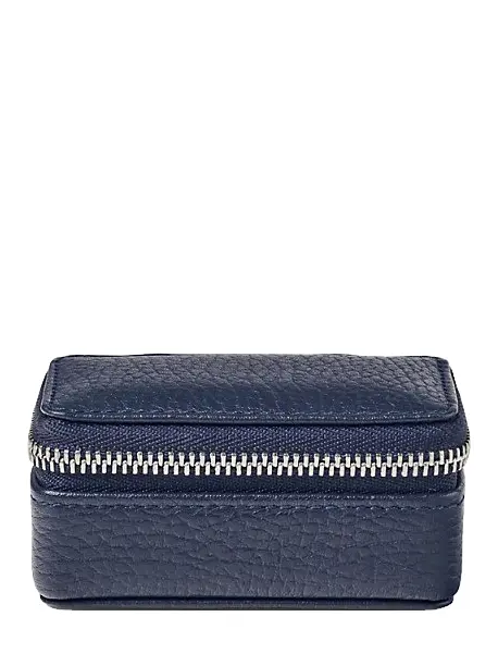 ASPINAL OF LONDON Logo-print Grained Leather Jewellery Case - Navy