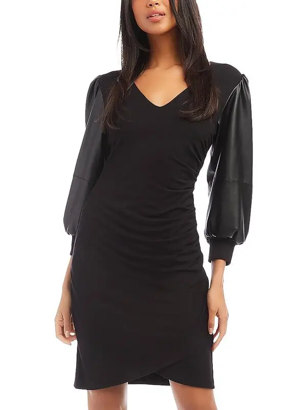 Fifteen Twenty Ruched Mini Dress - Black