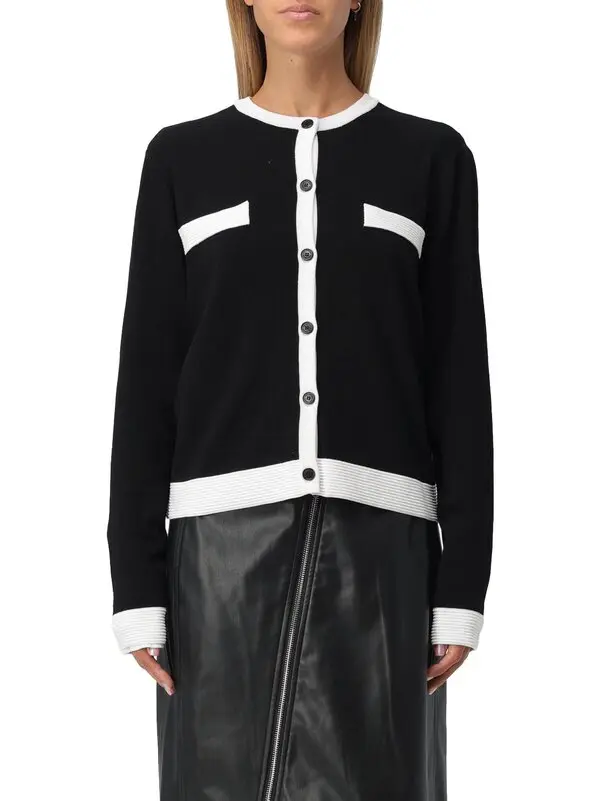 Karl Lagerfeld Cardigan With Contrast Trim - Black