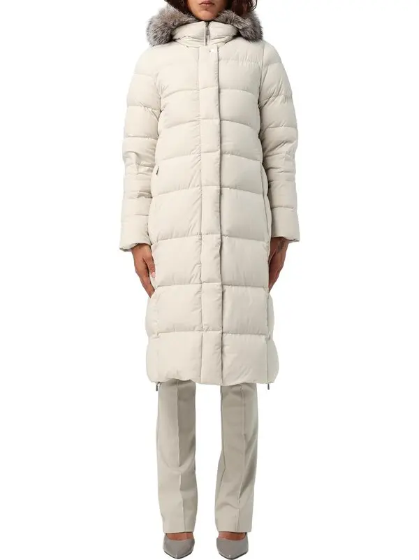 MOORER Padded Long Coat - Ivory