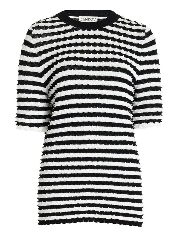 ZANKOV Elodie Striped Knit T-shirt - Black,white